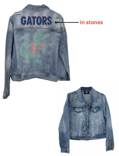 University of Florida Gators Script w/ Full Gator & Small UF Blue Deni ...