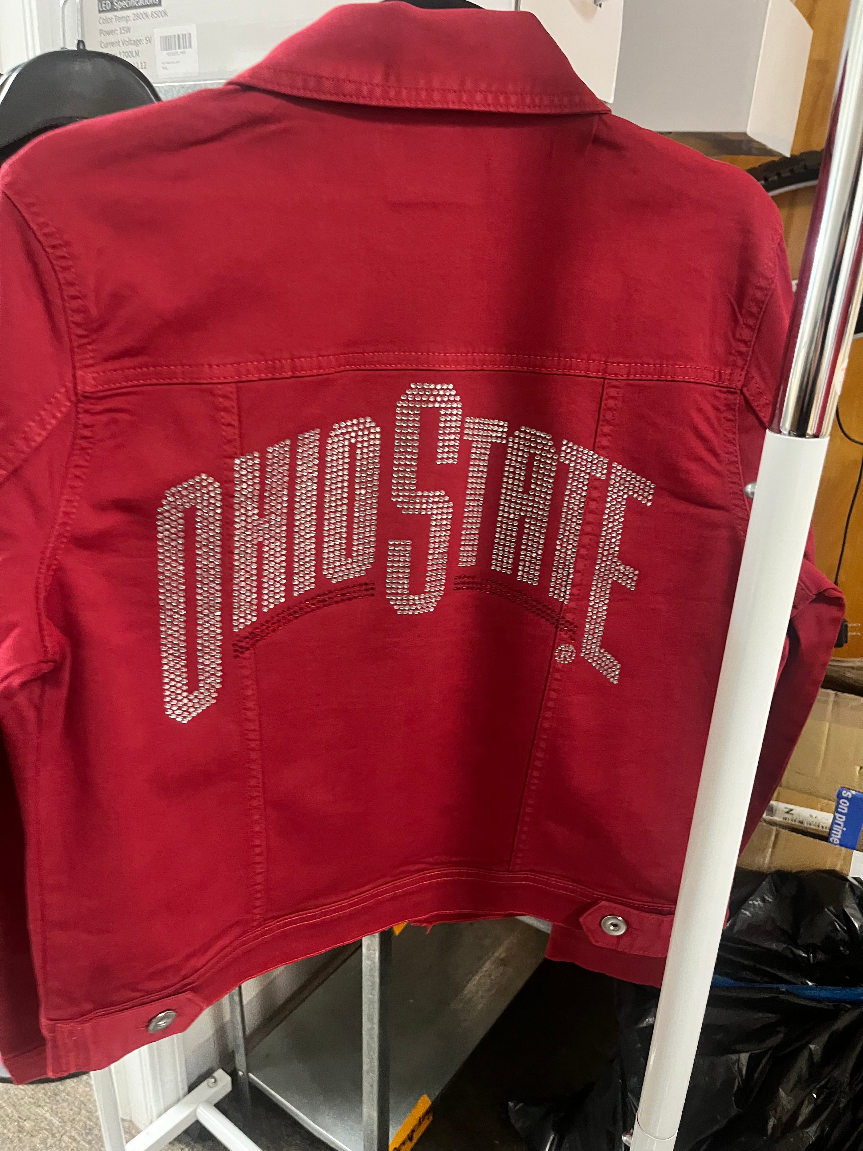 Licensed Game Day Jacket, Red Denim, Ohio State Curve White | Moving ...
